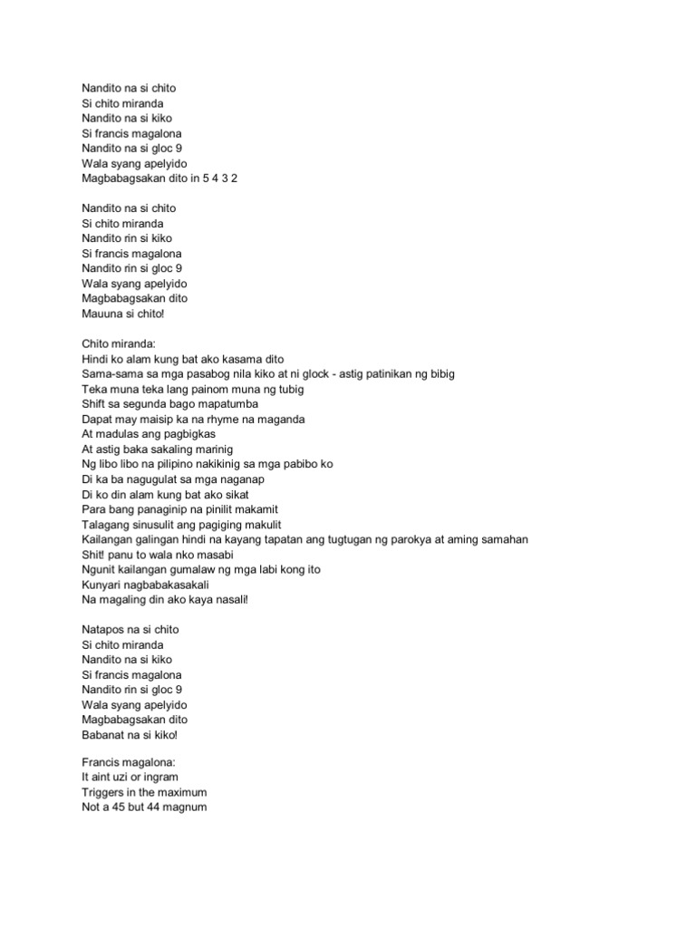 Bagsakan Lyrics | PDF