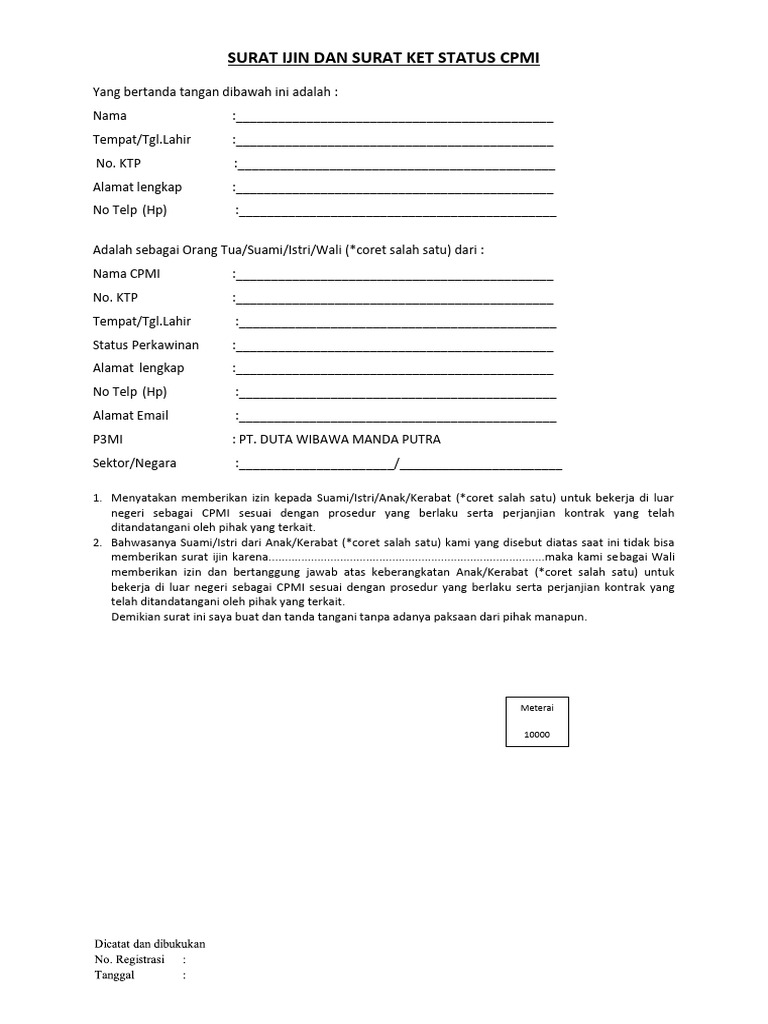 Surat Ijin & Surat Ket (INFORMAL) | PDF