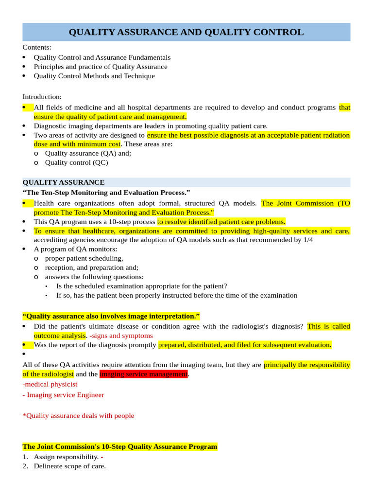 QUALITY-ASSURANCE-QUALITY-CONTROL | PDF