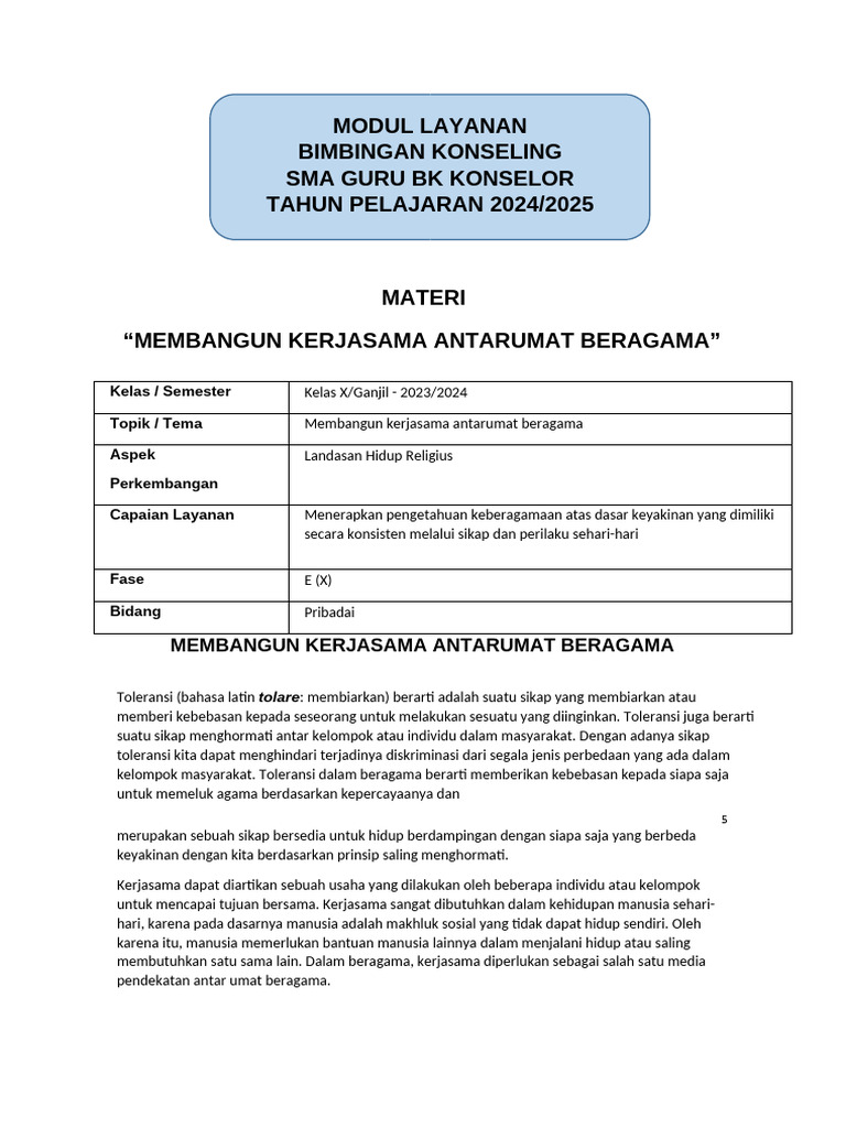 MODUL 3 Kelas X Ganjil BK | PDF