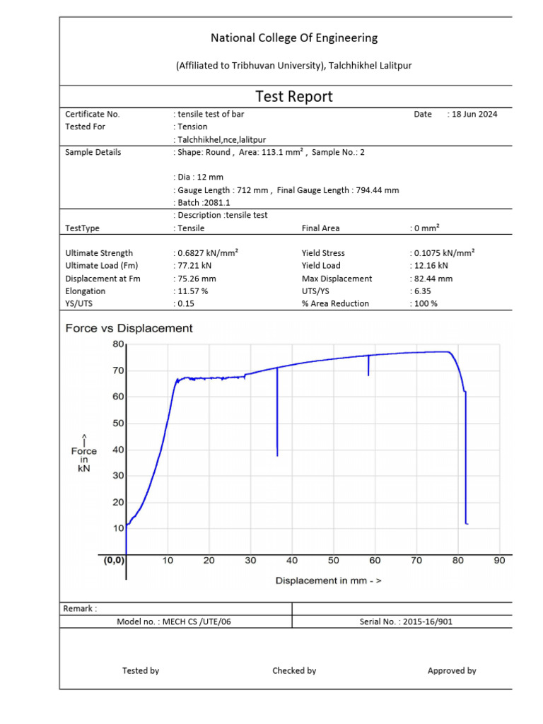 Tensile Test Report-1 | PDF