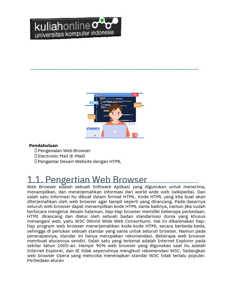 Materi 1 Pengenalan HTML Browser Dan Text Editor PDF | PDF Materi 1 Pengenalan HTML Browser Dan Text Editor PDF | PDF