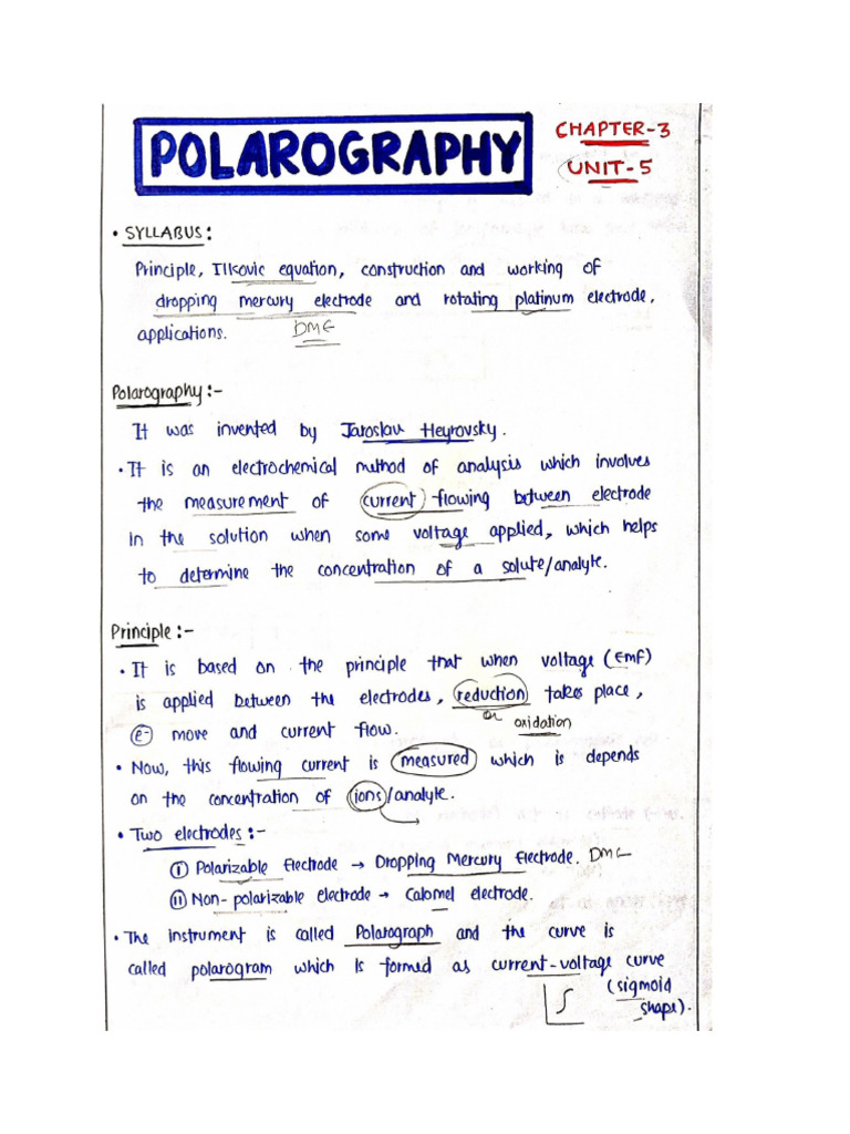 Polarography Notes | PDF