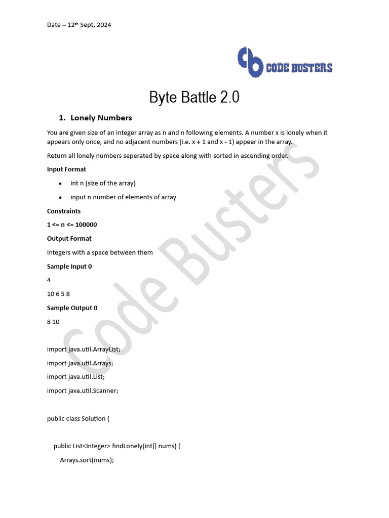 Byte Battle 2.0 Solutions | PDF | Integer (Computer Science) | Computer Programming