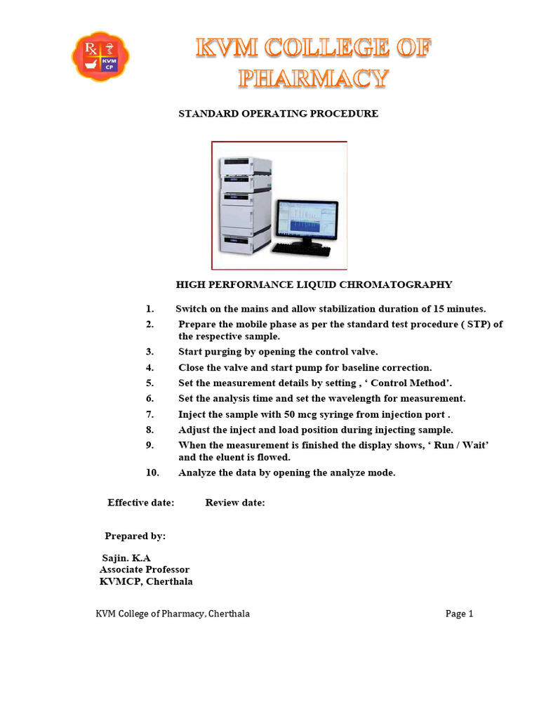 Sop, HPLC | PDF