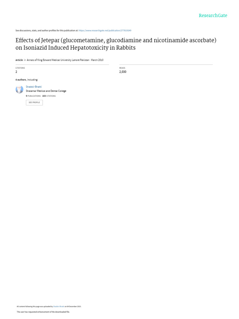 Effects of Jetepar Glucometamine Glucodiamine and | PDF