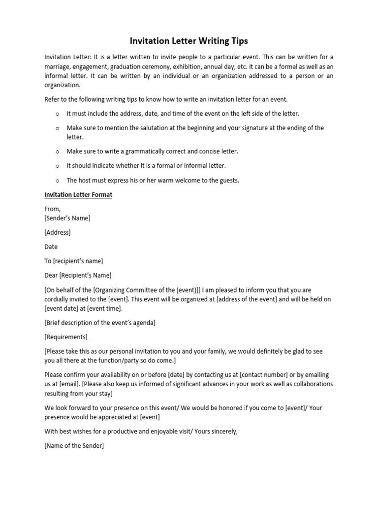 Invitation Letter Writing and Response | PDF