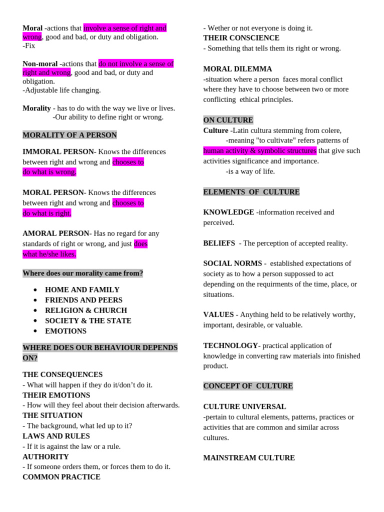 EthicsPRELIM REVIEWER | PDF | Morality | Behavior