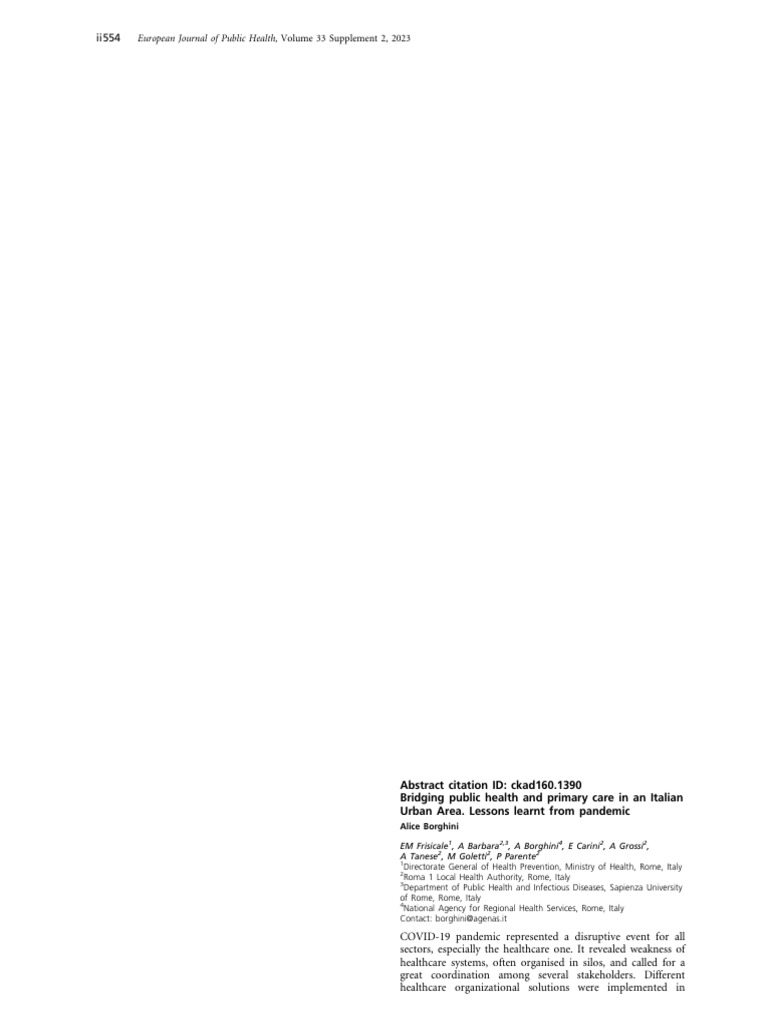Key Messages:: European Journal of Public Health | PDF | Primary Care ...