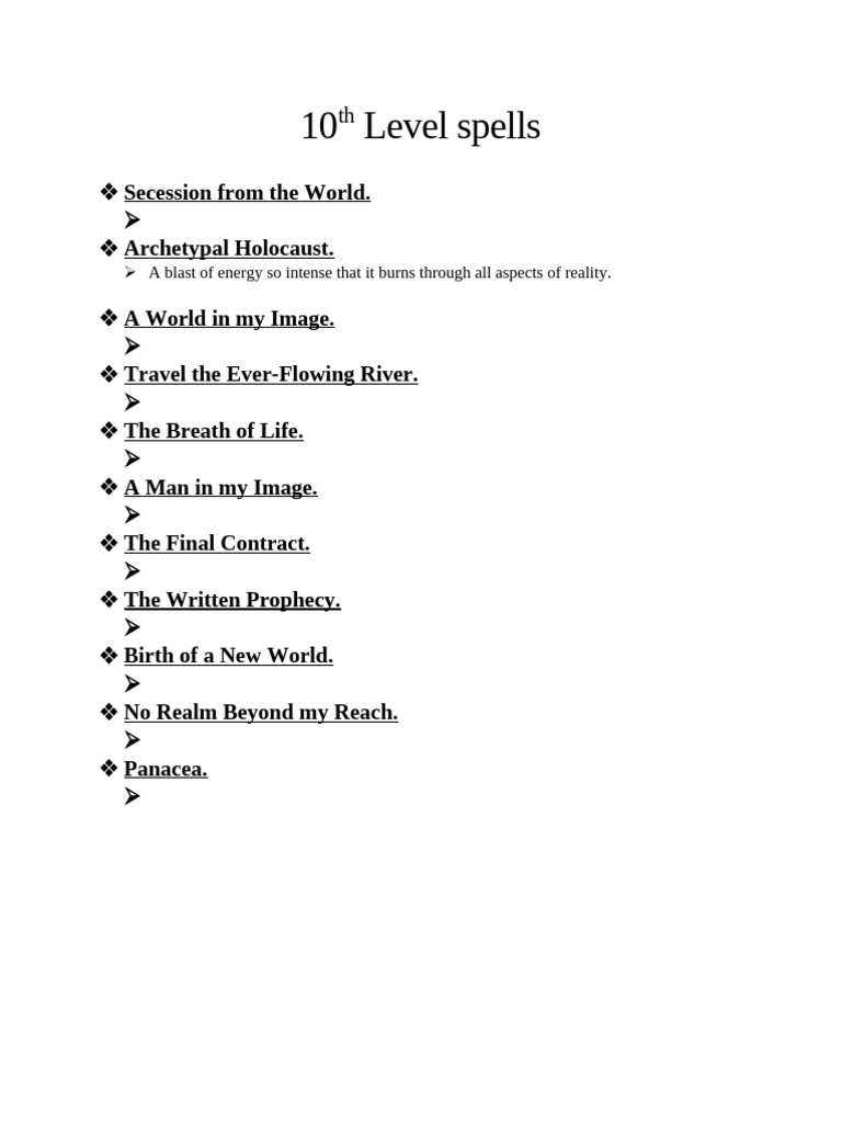 10th Level Spells | PDF