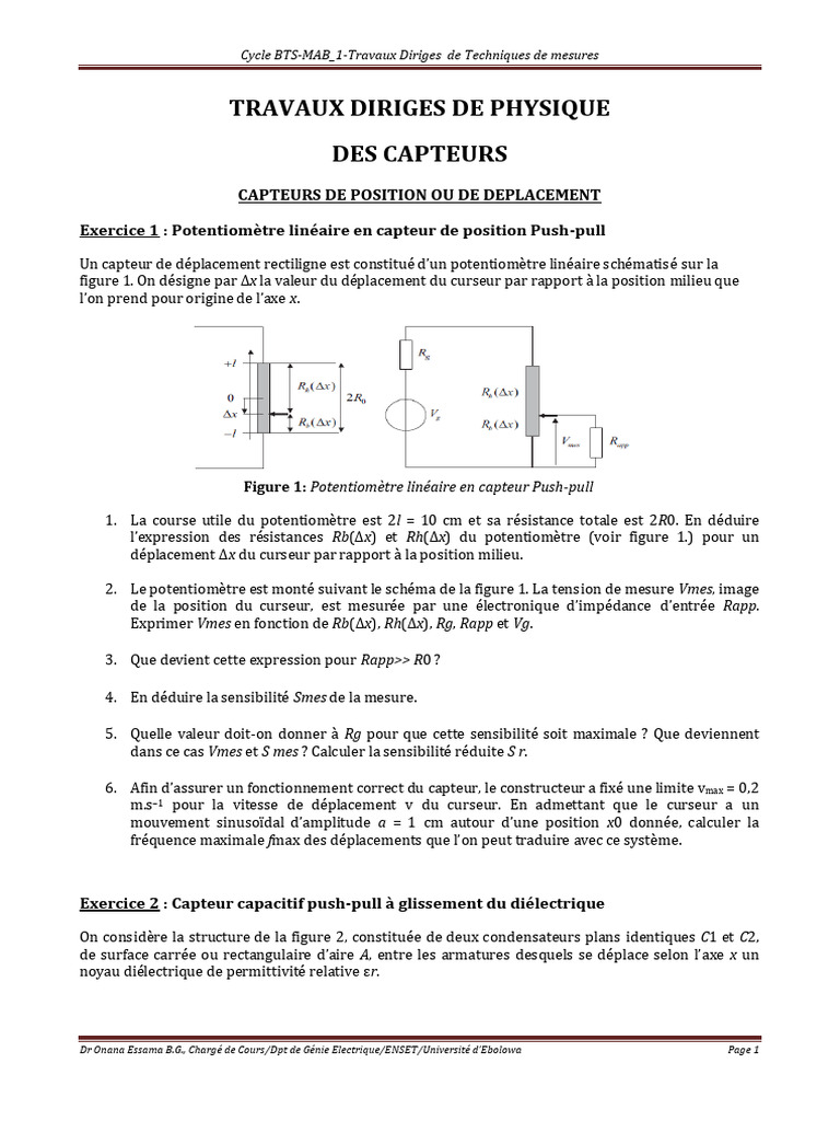 travaux diriges_physique des capteurs | PDF