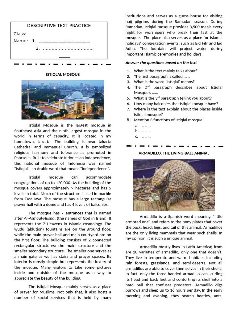 Descriptive Text Practice | PDF