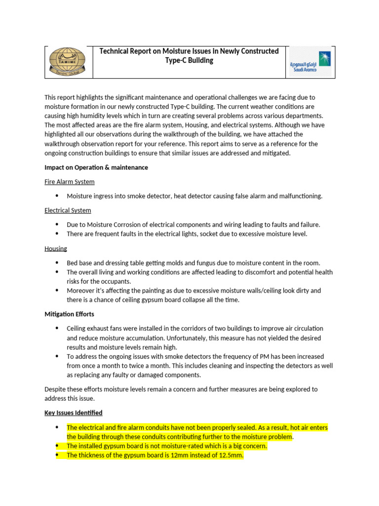 Moisture Report | PDF