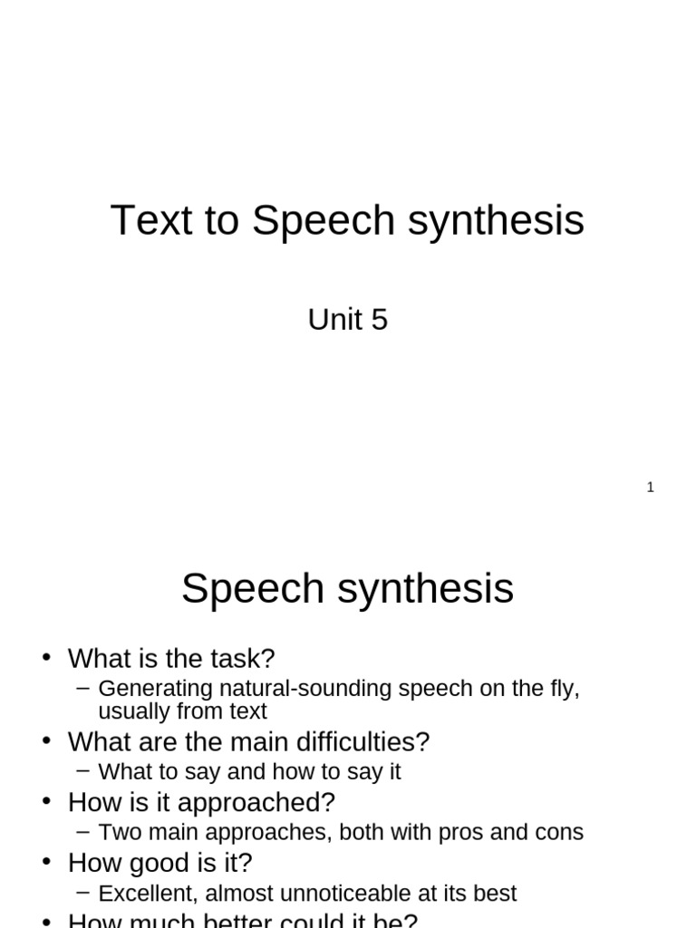 Speech Synthesis | PDF