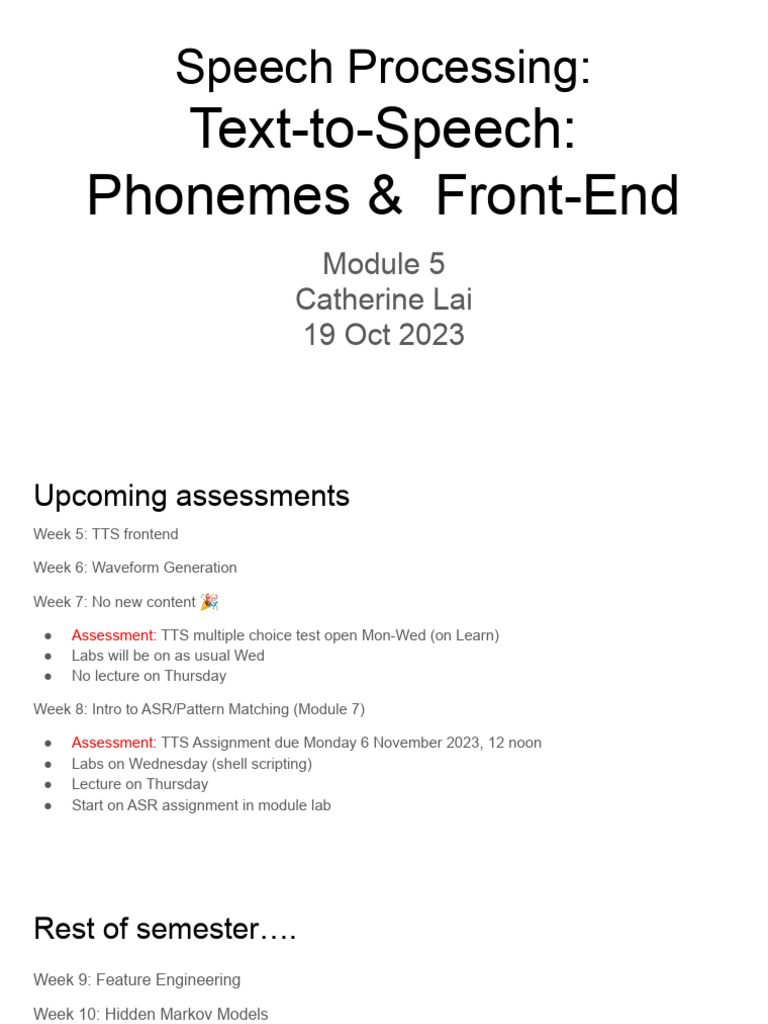 05 Speech Processing Lecture TTS Front End | PDF