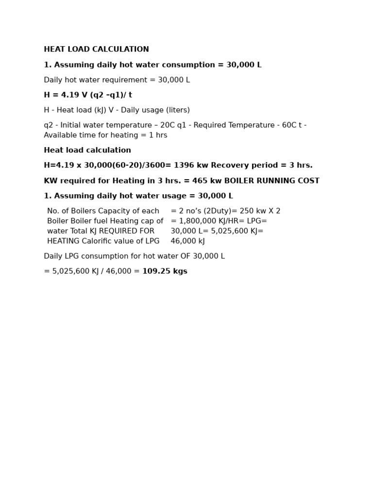 Gas Heat Load Calculation | PDF