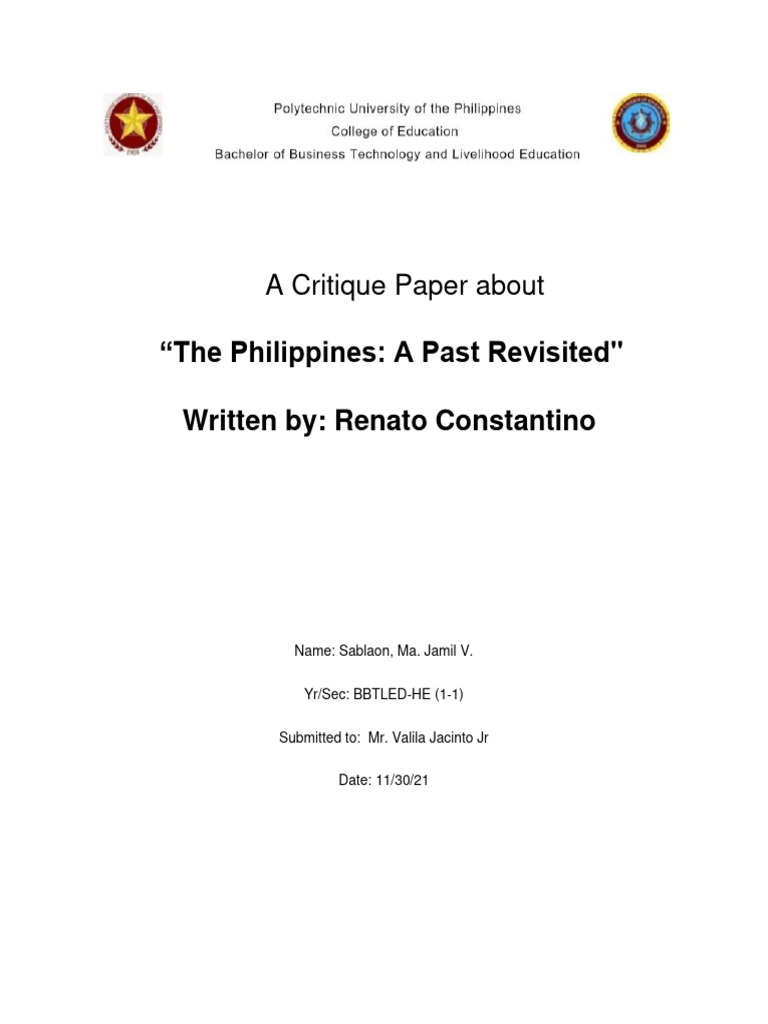 A Critique Paper About The Philippine A | PDF