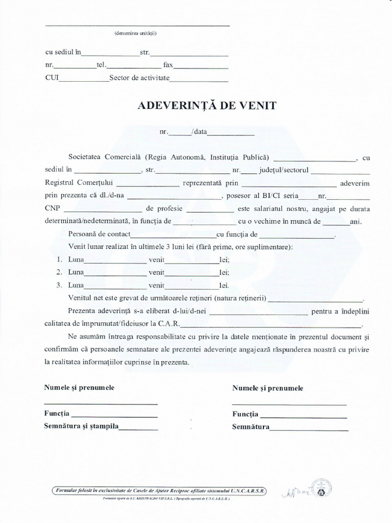 Adeverinta de Venit | PDF