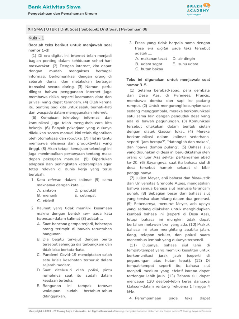 SOAL PPU 3 - Pertemuan 08 - Drill Soal | PDF