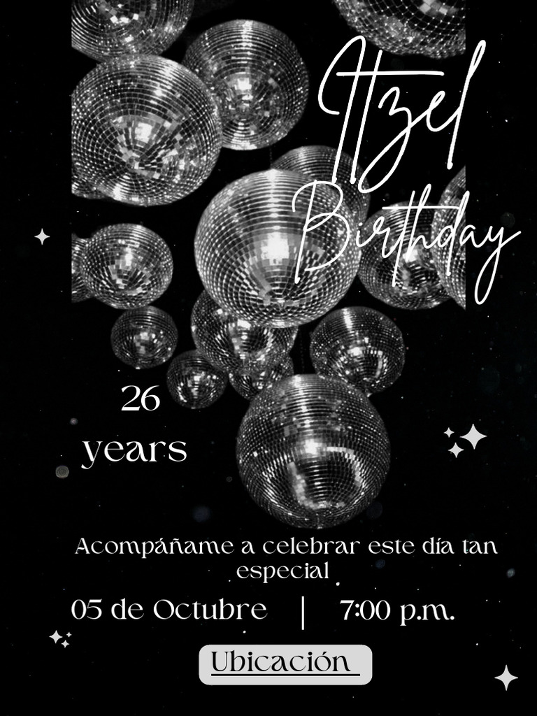 Invitación Vertical de Cumpleaños Blanco y Negro PDF | PDF