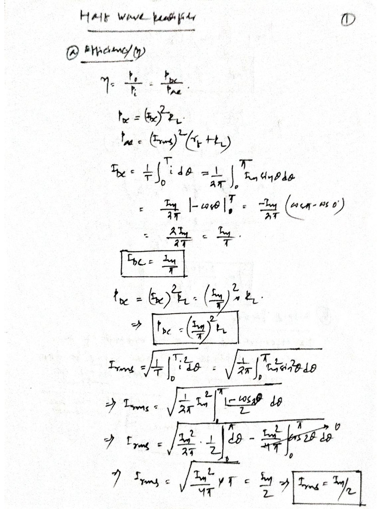 Derivations of Half Wave and Full Wave Rectifier With Problems | PDF