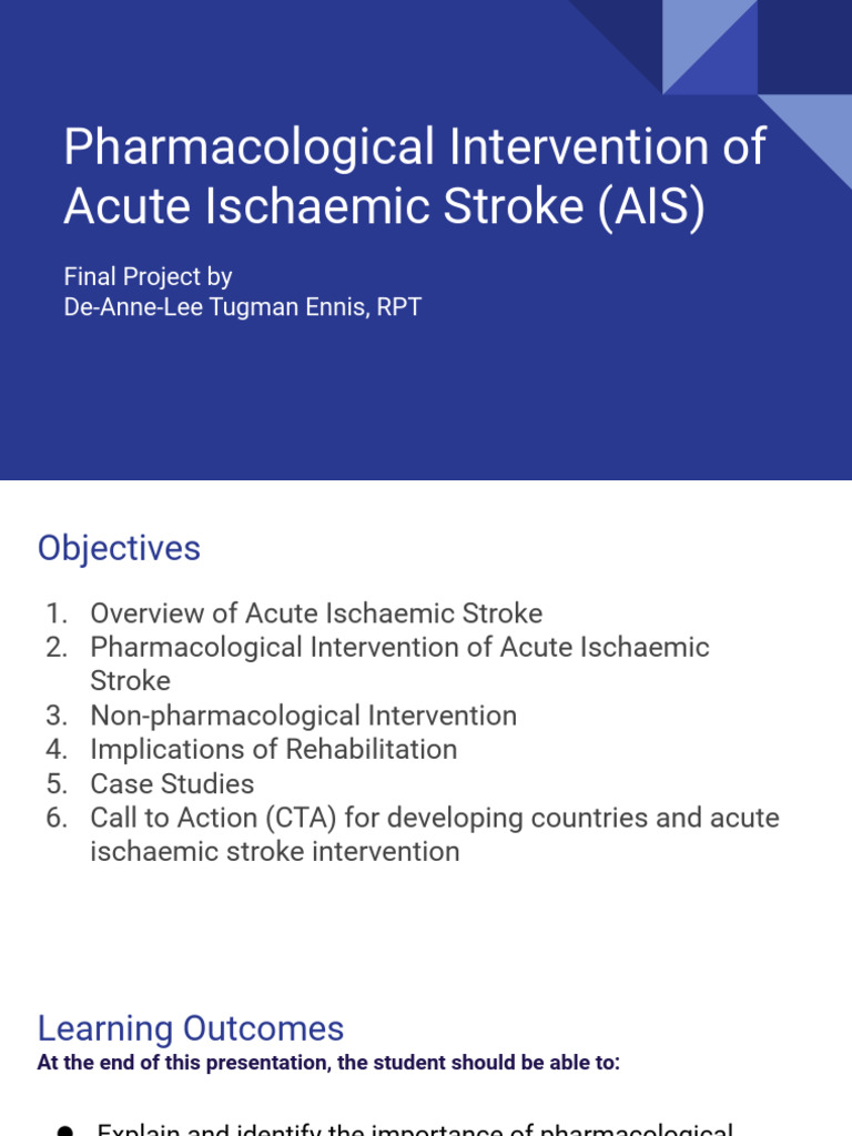 D. Tugman Ennis - Pharmacological Intervention of Acute Ischaemic Stroke | PDF