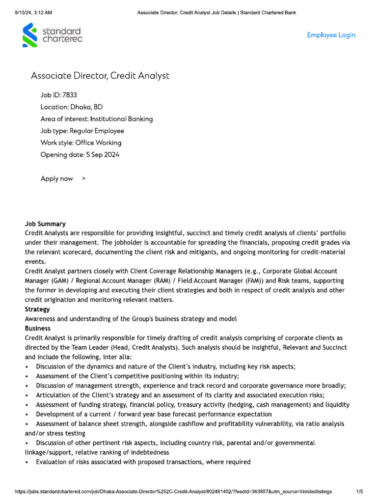 SCB Credit Analyst | PDF