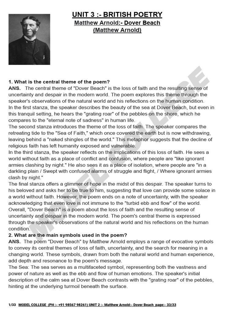 Matthew Arnold-Dover Beach | PDF