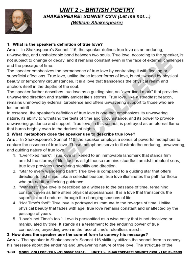 Shakespeare - Sonnet Cxvi | PDF