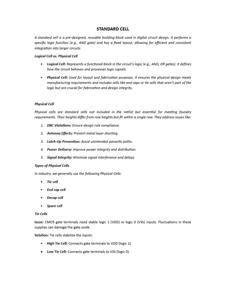 Understanding Standard and Physical Cells | PDF