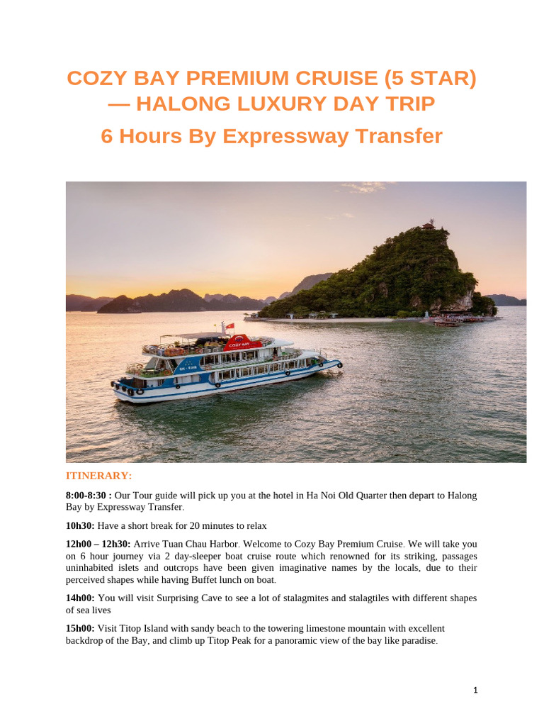 HALONG BAY CRUISE-DAY TRIP | PDF