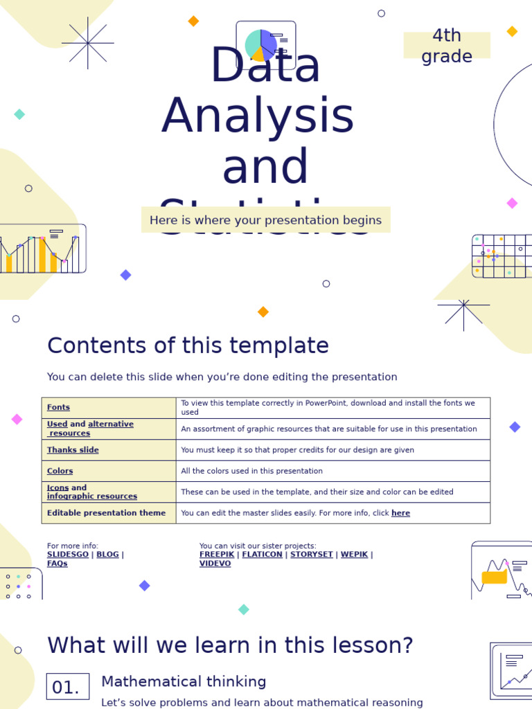 Data Analysis and Statistics - 4th Grade by Slidesgo | PDF