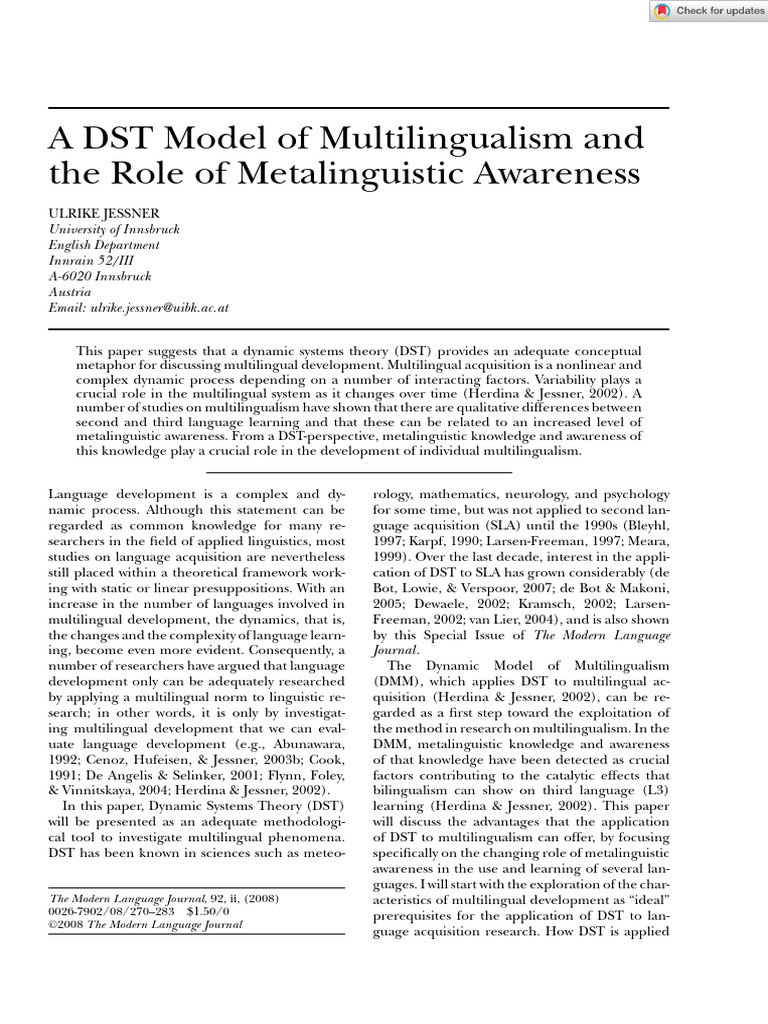 The Modern Language Journal - 2008 - JESSNER - A DST Model of ...