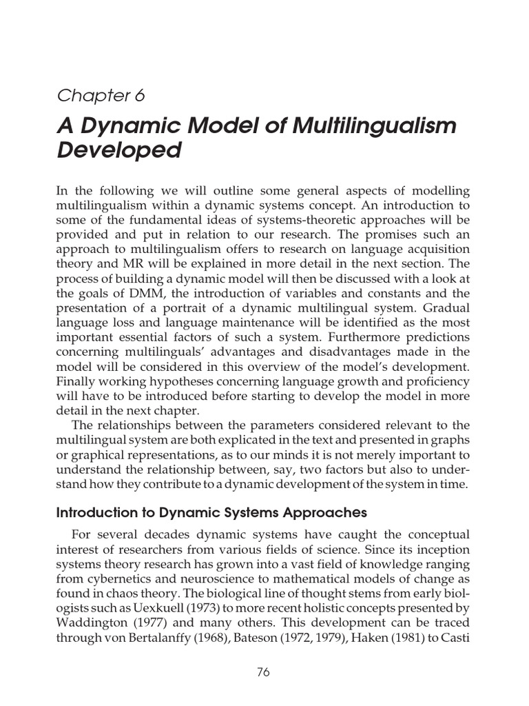 A Dynamic Model of Multilingualism Perspectives Of... - (Chapter 6 A ...
