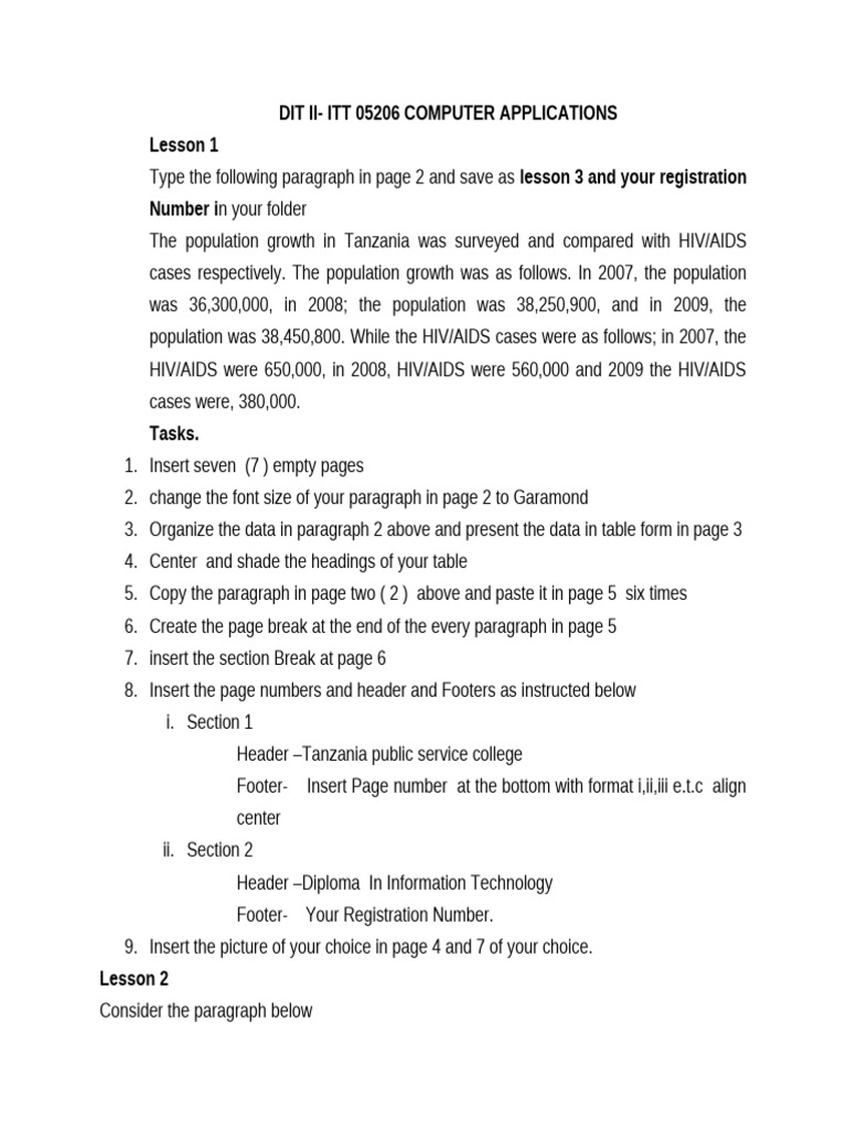 Word Practical Lesson 1 22 | PDF