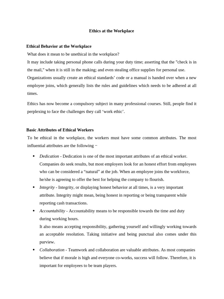 3 Ethics at The Workplace | PDF | Copyright | Career & Growth