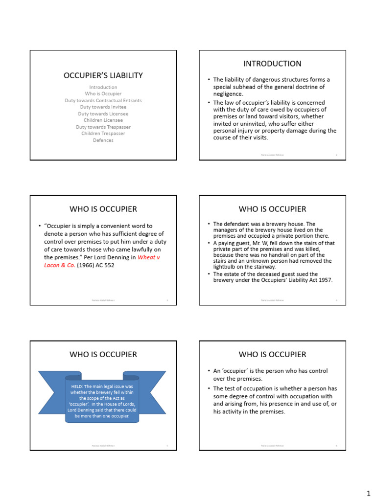 Occupier and Liability | PDF
