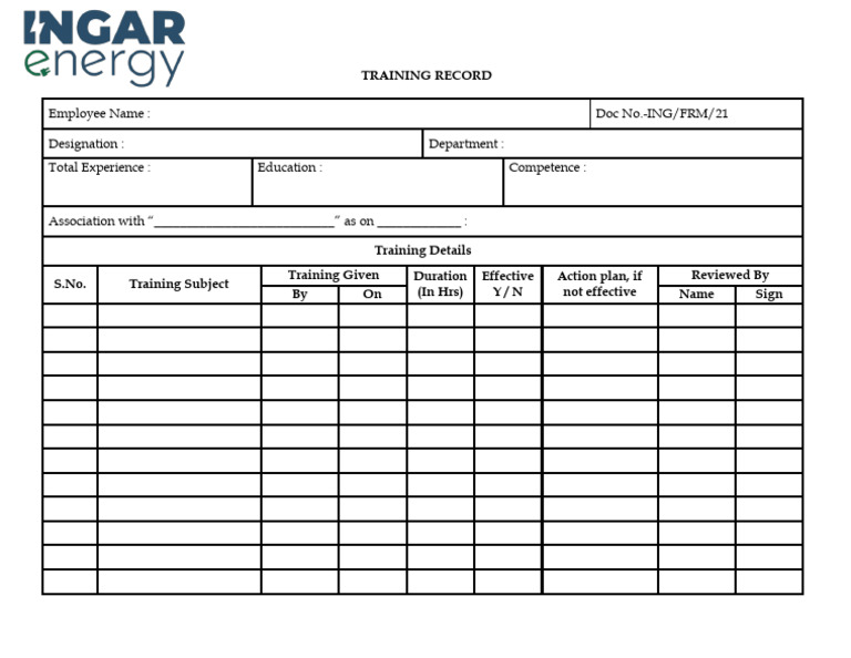 Training Record | PDF