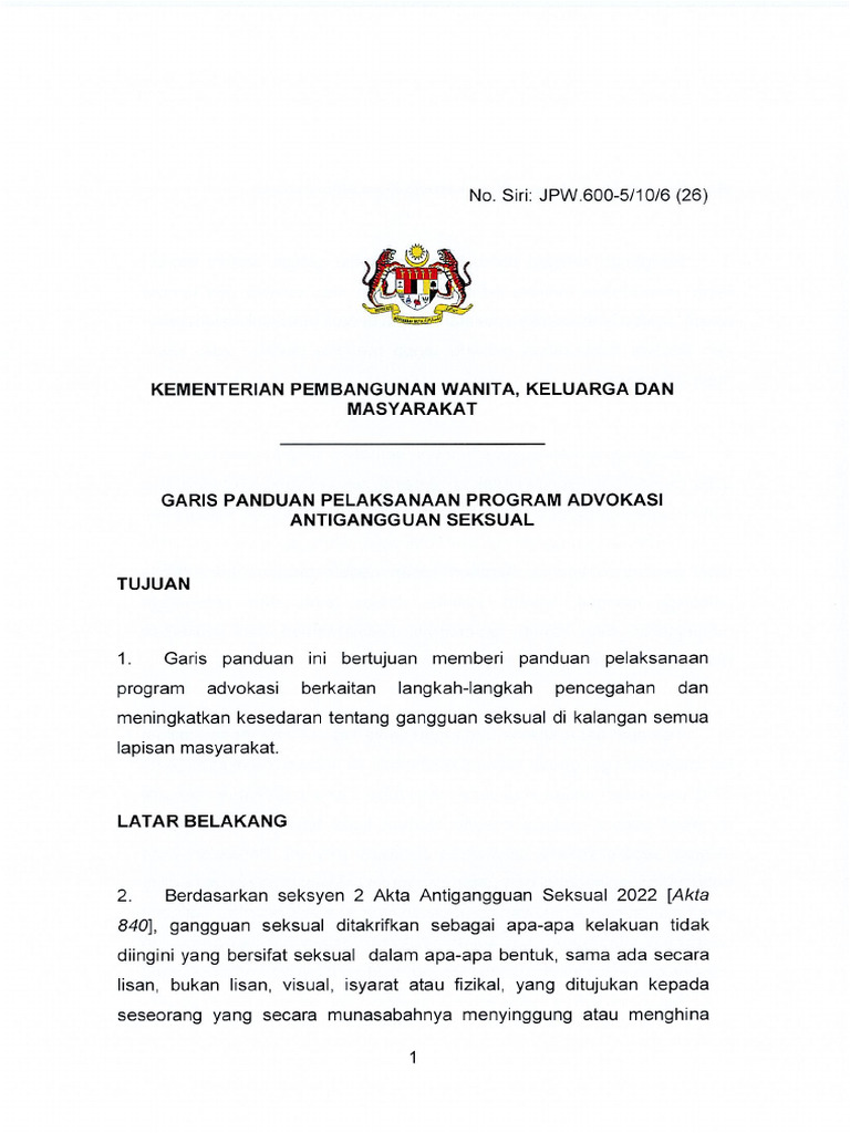 Bm-Garis Panduan Pelaksanaan Program Advokasi Dan Faq Antigangguan Seksual | PDF