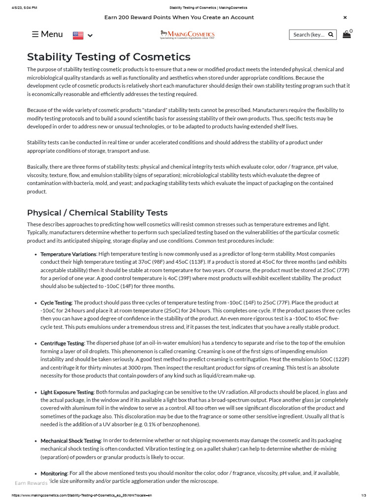Stability Testing of Cosmetics _ MakingCosmetics | PDF