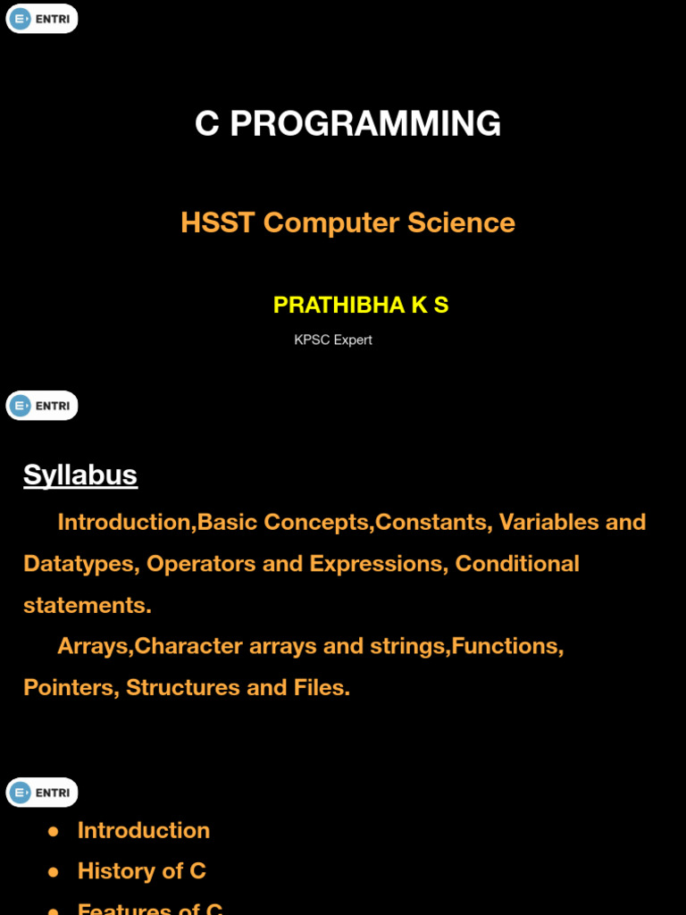 Introduction and BAsic Concepts of C | PDF
