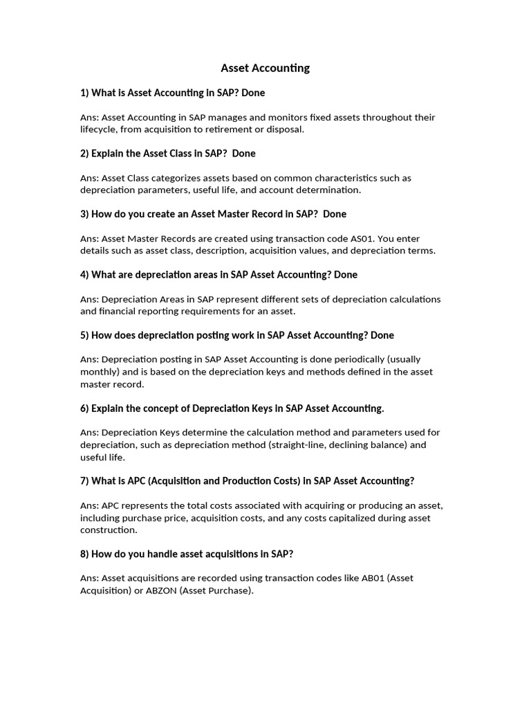Asset Accounting | PDF