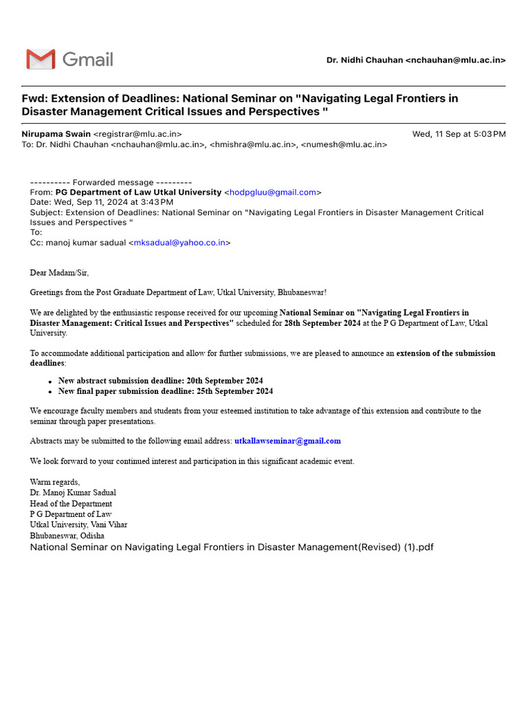 FWD Extension of Deadlines National Seminar On Navigating Legal ...