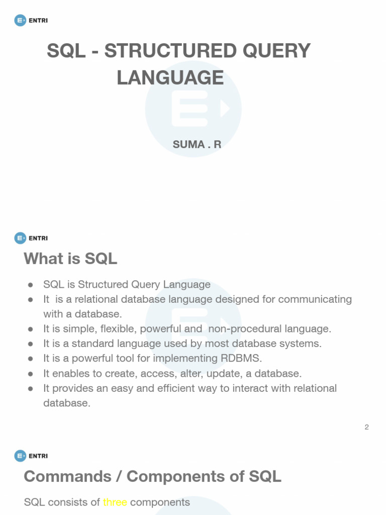 SQL - Structured Query Language: Suma - R | PDF