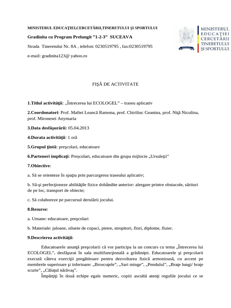 Intrecerea Lui ECOLOGEL | PDF