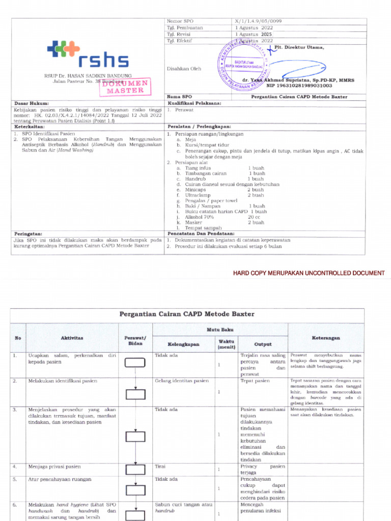 Sop Tentang Pergantian Cairan Capd Metode Baxter - Ars ...