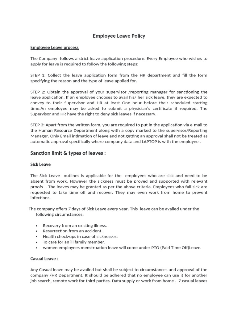 Leave Policy (Simplified) | PDF