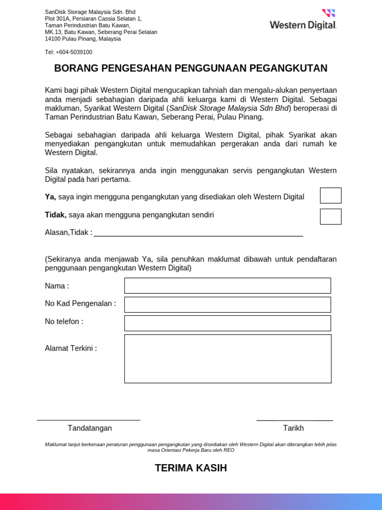 Declaration Transport Form | PDF