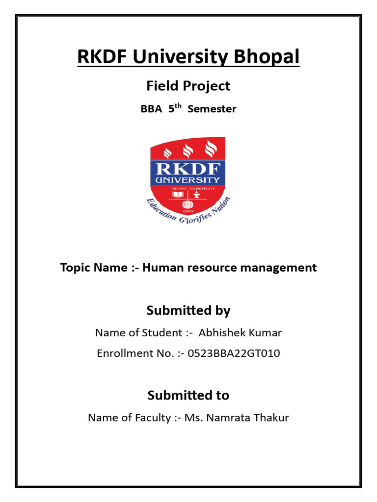 RKDF University Bhopal: Field Project | PDF