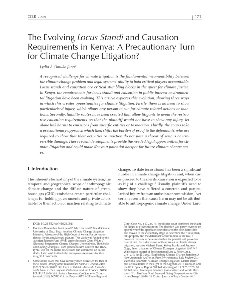 The Evolving Locus Standi and Causation | PDF | Standing (Law) | Lawsuit